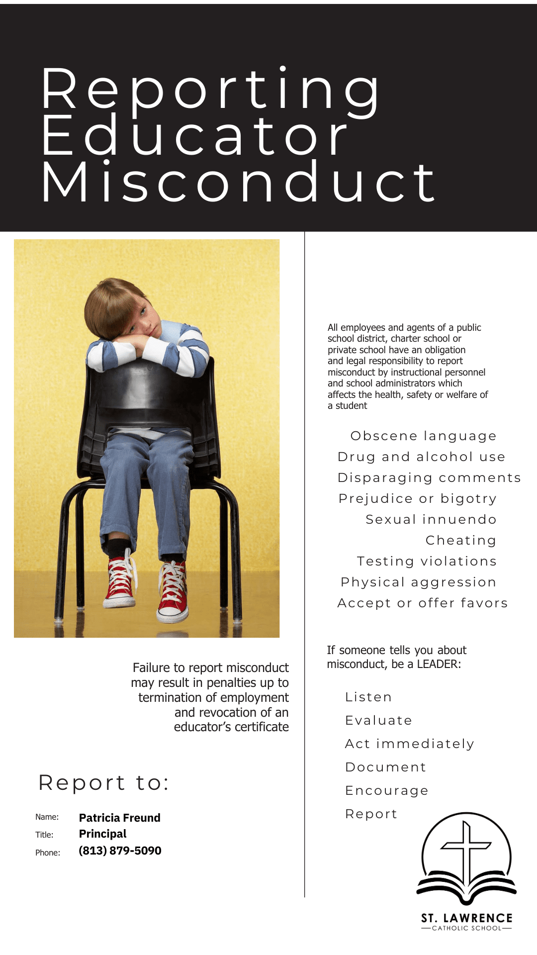 Report Professional Misconduct – St. Lawrence Catholic School